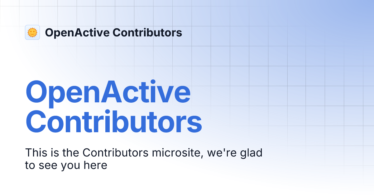 OpenActive Contributors | OpenActive Contributors